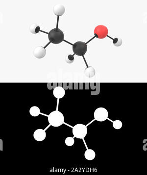 Ethanol. Chemical formula, molecular structure. 3D rendering Stock ...