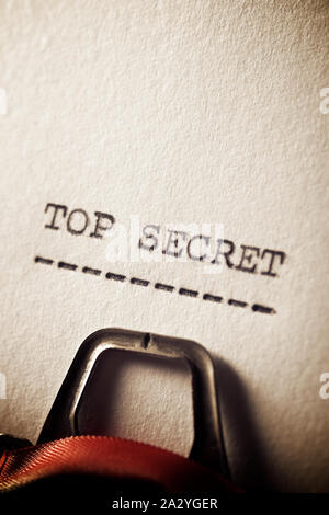 The sentence, Top Secret, written with a typewriter Stock Photo - Alamy