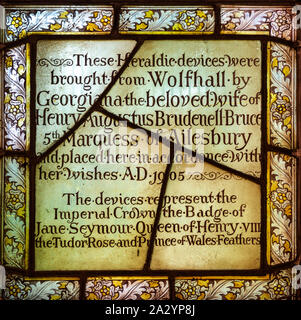 Tudor 16th century stained glass window Great Bedwyn church, Wiltshire ...
