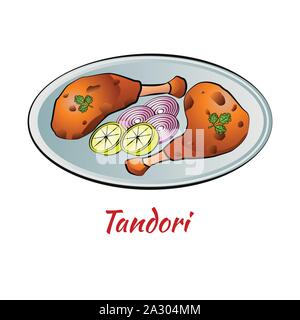 Tandoori chicken cartoon vector illustration Stock Vector Image & Art ...