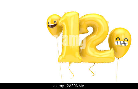 Number 12 emoji birthday party celebration. 3D Render Stock Photo - Alamy
