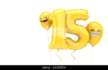 Number 15 emoji birthday party celebration. 3D Render Stock Photo - Alamy