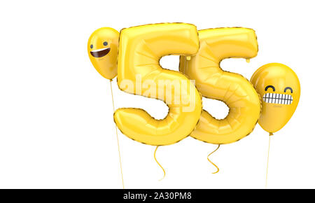 Number 55 emoji birthday party celebration. 3D Render Stock Photo - Alamy
