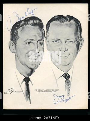 Hall of Fame announcer Vin Sculley and long time partner Jerry Doggett ...