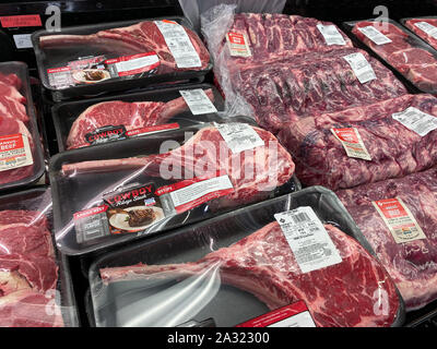 Orlando,FL/USA -10/4/19: Fresh ribeye steak in the refridgerated meat ...