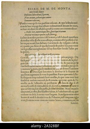 Essais Livre 1 0028v Stock Photo - Alamy