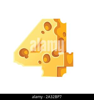 Cheese number 7 style cartoon food design flat vector illustration ...