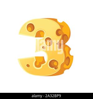 Cheese number 7 style cartoon food design flat vector illustration ...
