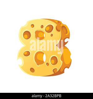 Cheese number 7 style cartoon food design flat vector illustration ...