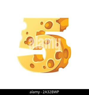 Cheese number 7 style cartoon food design flat vector illustration ...