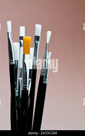 Extreme close up of blue acrylic paint texture showing brush strokes ...