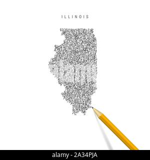 Illinois map vector illustration, scribble sketch Illinois map Stock ...