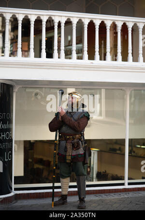 Man dressed as roundhead soldier with helmet and musket at the annual ...