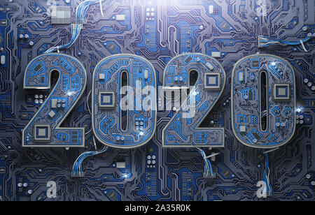 2020 on circuit board or motherboard with cpu. Computer technology and ...