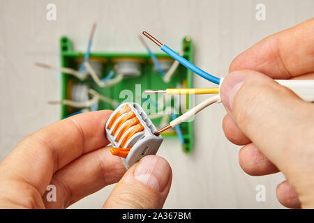 Electrical connection inside panel . Terminals for grounding in the ...