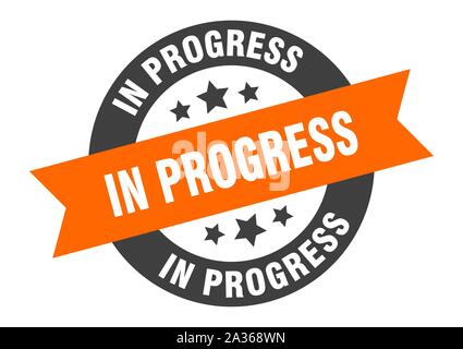 in progress round orange sticker isolated on white Stock Vector Image ...