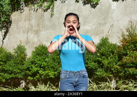 An Adult Female Shouting Stock Photo - Alamy