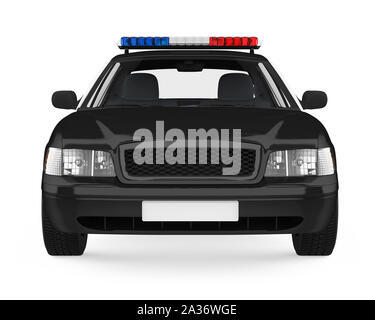 Police Car Side View Isolated on White Background. Black and White ...