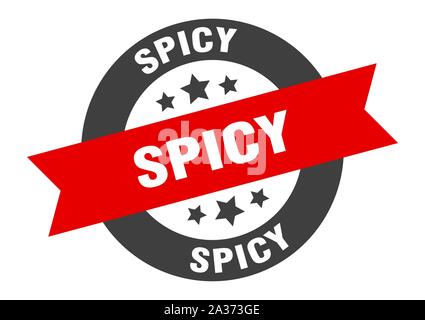 spicy sign. spicy black round ribbon sticker Stock Vector Image & Art ...
