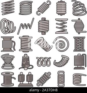 Coil icons set. Outline set of coil vector icons for web design ...