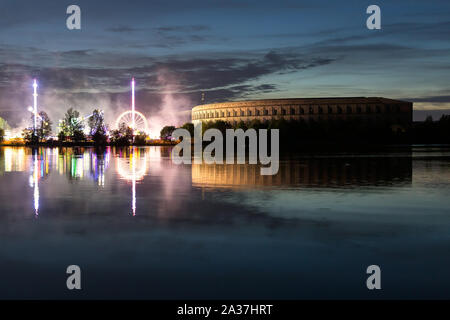 NÜRNBERG - Hitler's NSDAP Congress Hall illuminated at night by the ...