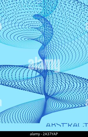 Sound waves. Big data visualization. Array with dynamic particles. Abstract grid design. 3d ...
