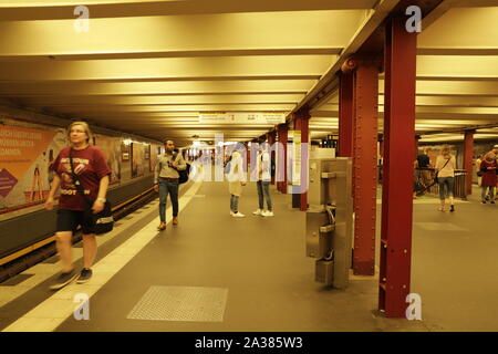 german subway metro train arrive underground station Stock Photo ...