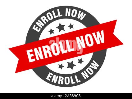 enroll now round red sticker isolated on white Stock Vector Image & Art ...
