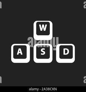 WASD keys, game control keyboard buttons. Gaming and cybersport symbol ...