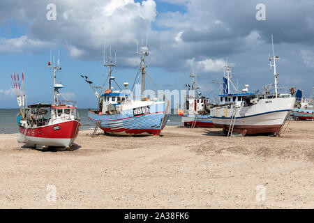 Fishing boats on Thorup strand, Denmark Stock Photo - Alamy