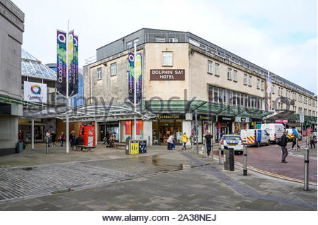 UK, Wales, Swansea, Quadrant shopping centre, Indoor Market shopper ...