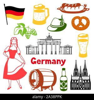 German icons set. Germany national traditional symbols Stock Vector ...