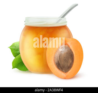 Homemade Apricot jam in glass jar on beige background. Summer harvest ...