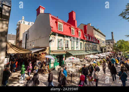 QUEBEC CITY, QUEBEC, CANADA - Auberge du Tresor hotel and restaurant, in Old Quebec Stock Photo ...