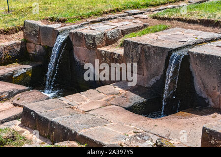 Inca water channels and fountains at the Tipon archaeological site ...