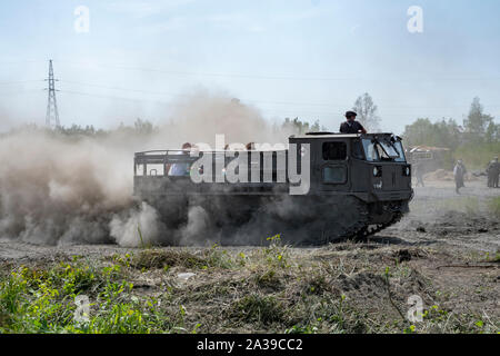Fast ride of the Artillery tractor ATS-59G (ATG - Artilleriyskiy ...