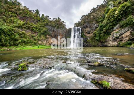New Zealand. North Island. Hunua. Wintery landscape. Sunrays through ...