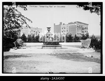 The sculptural fountain 'Great God Pan' depicts the mythical Greek god ...