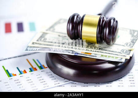 Judge hammer on chart graph paper : finance concept Stock Photo - Alamy