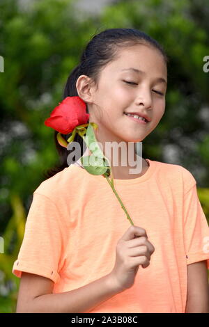 Joy and fun. Beauty smiling teenage girl with red pink balloon. Young ...