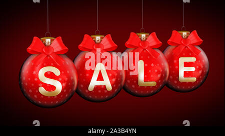 Sale text on Christmas baubles. 3D illustration Stock Photo - Alamy