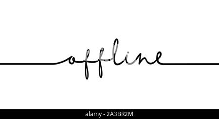 Offline word - continuous one line with word. Minimalistic drawing of ...