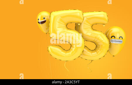 Number 55 emoji birthday party celebration. 3D Render Stock Photo - Alamy