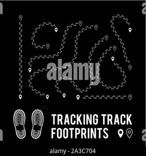 Footsteps walking route. Footprint imprint way track, run foot feet ...