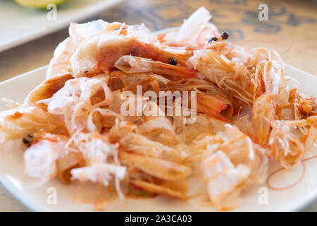 shrimp waste, shrimp shells on the plate Stock Photo - Alamy