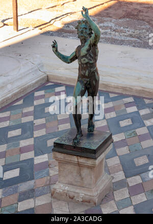 Naples. Italy. Dancing Faun, bronze statue from the Casa del Fauno ...