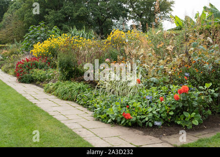 Colourful flower border in an English country garden Stock Photo - Alamy