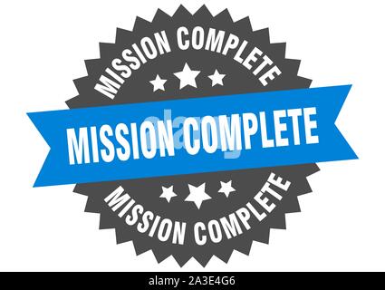 mission complete label. mission complete blue band sign. mission ...