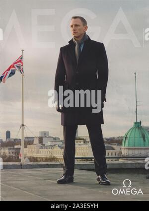 poster advertising OMEGA watch with Daniel Craig in magazine from 2011 ...
