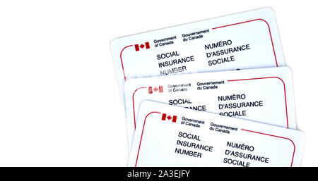 MONTREAL, CANADA - MARCH 4, 2016 - Canadian social Insurance number ...